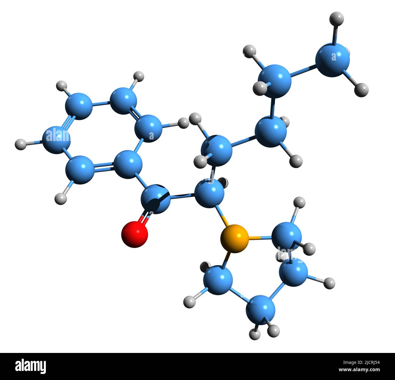 3D image of alpha-Pyrrolidinohexiophenone skeletal formula - molecular ...