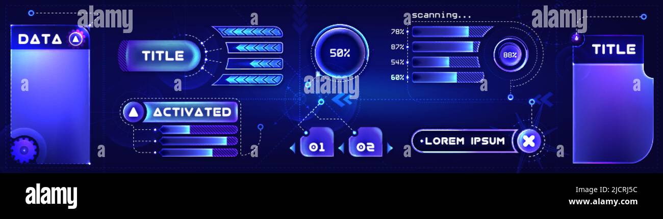 Futuristic text box, callout titles or modern digital panels. Abstract ...