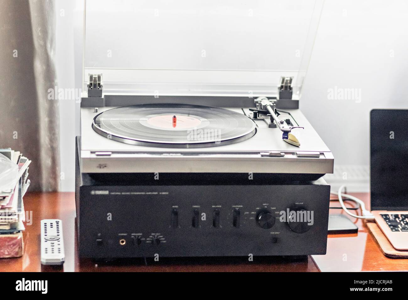 The recording player that plays the recording. Retro equipment Stock ...