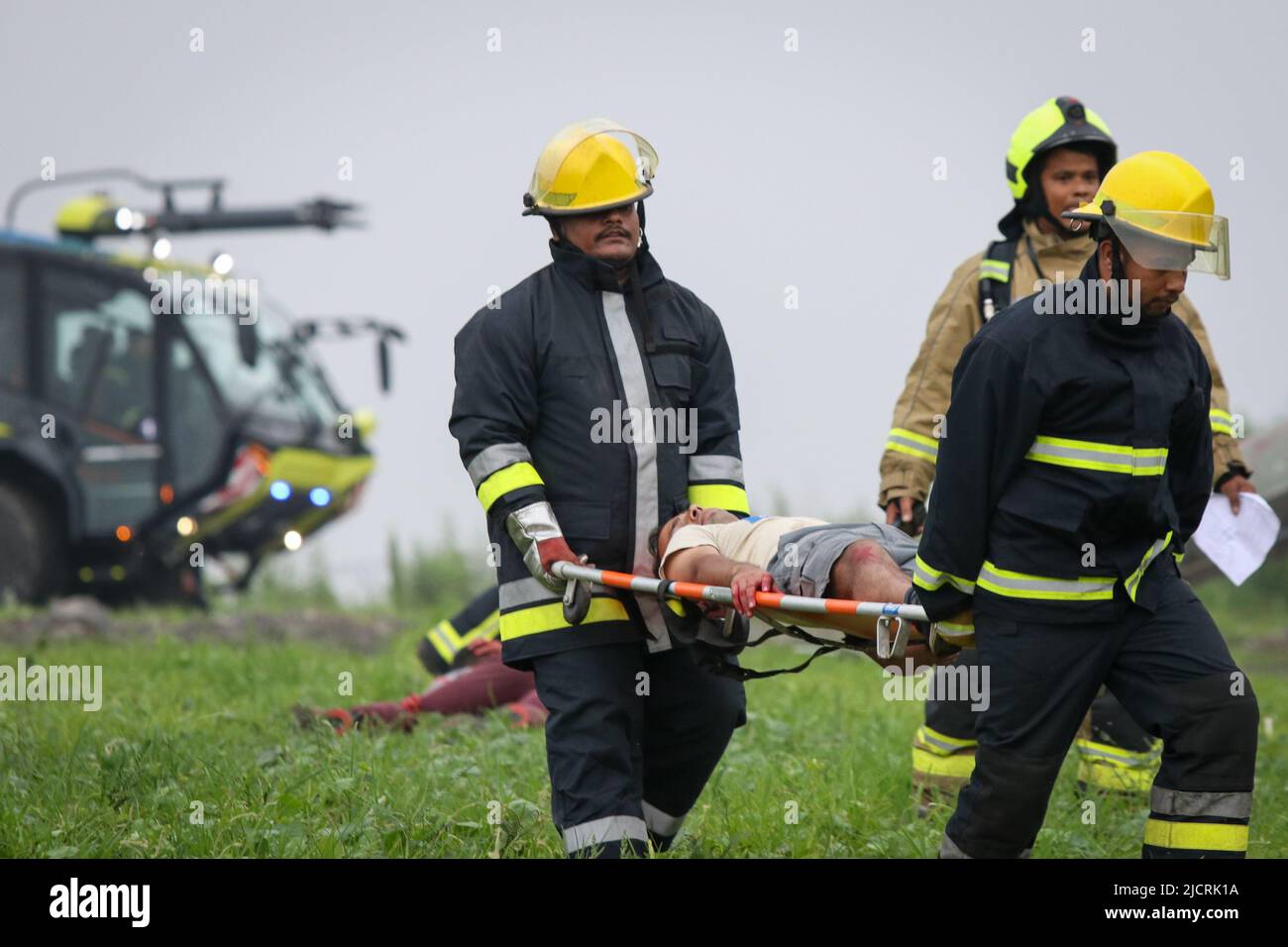 On June 15, 2022, in Kathmandu, Nepal. Members of Firefighters team ...