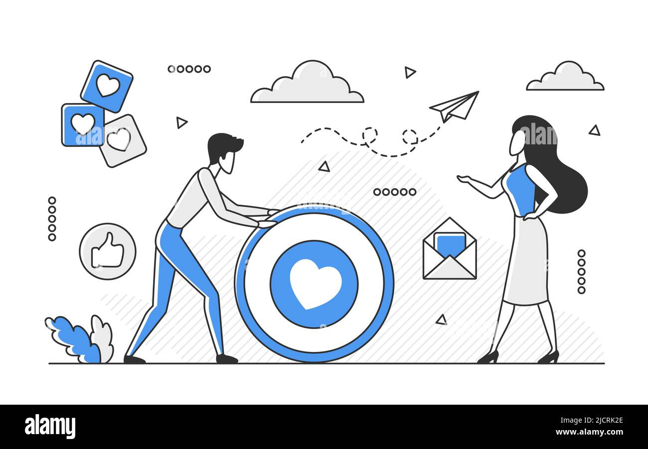 Social media message like reaction. Audience activity and users ...