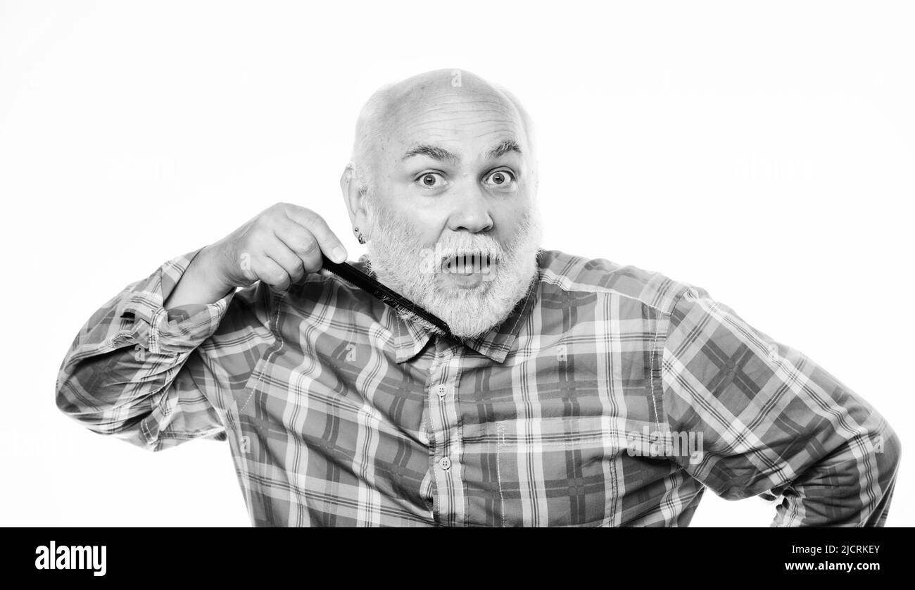 Male haircut. Comb hair. Hairstylist use professional equipment ...