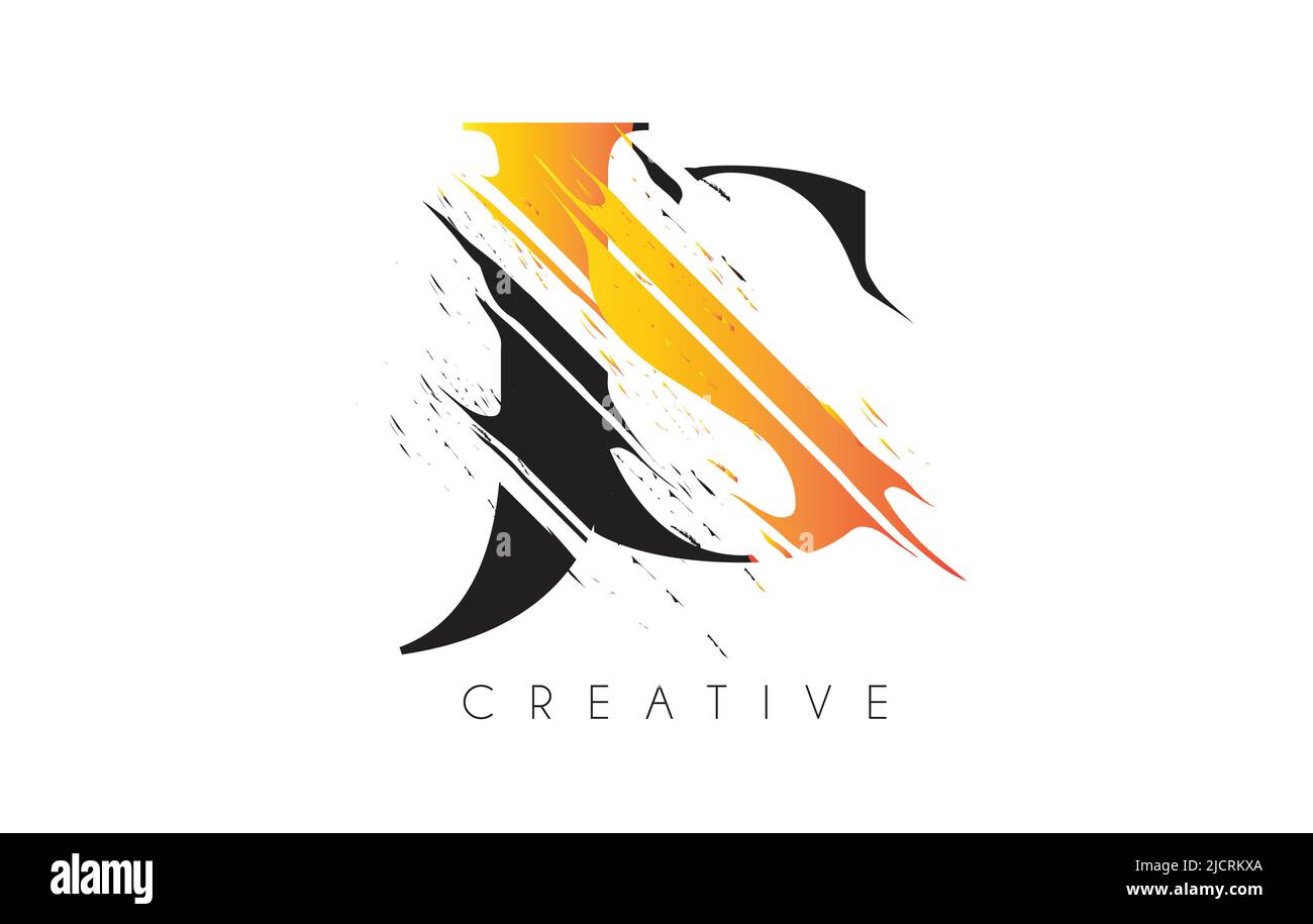 Black and Yellow JS Letter Logo with Vintage Grundge Cut Design ...