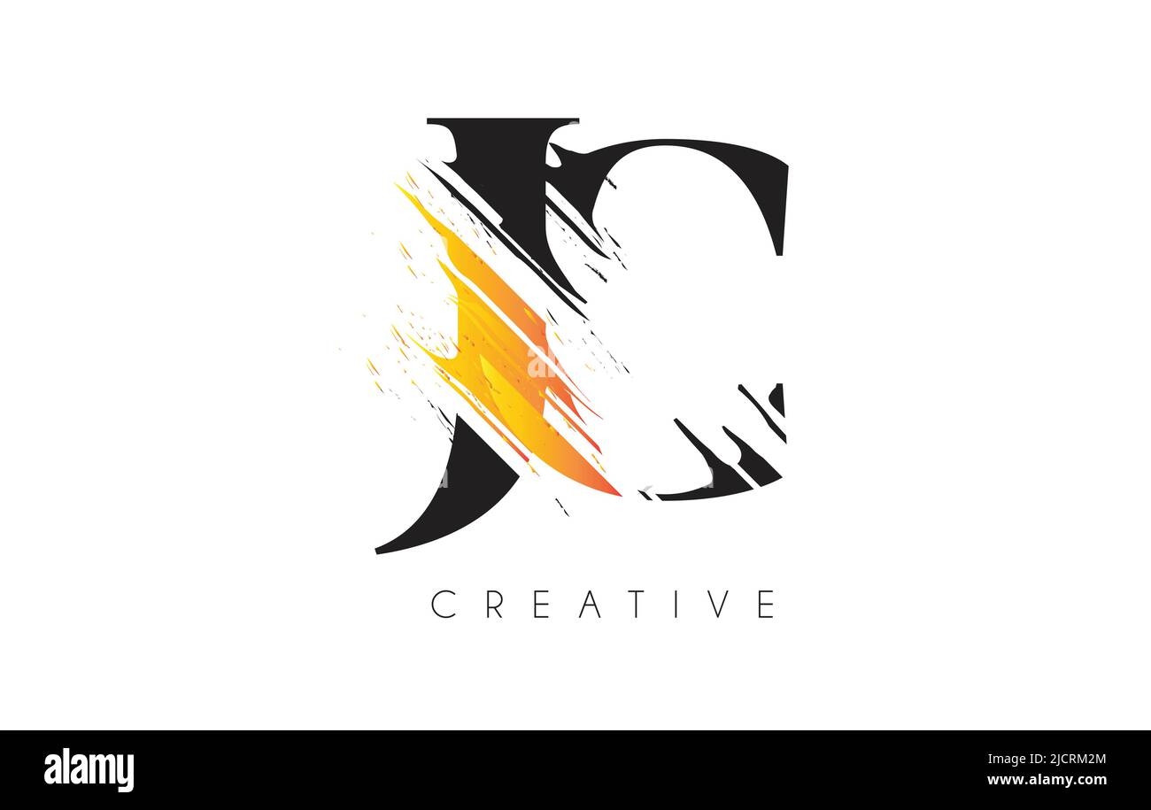 Black and Yellow JC Letter Logo with Vintage Grundge Cut Design ...