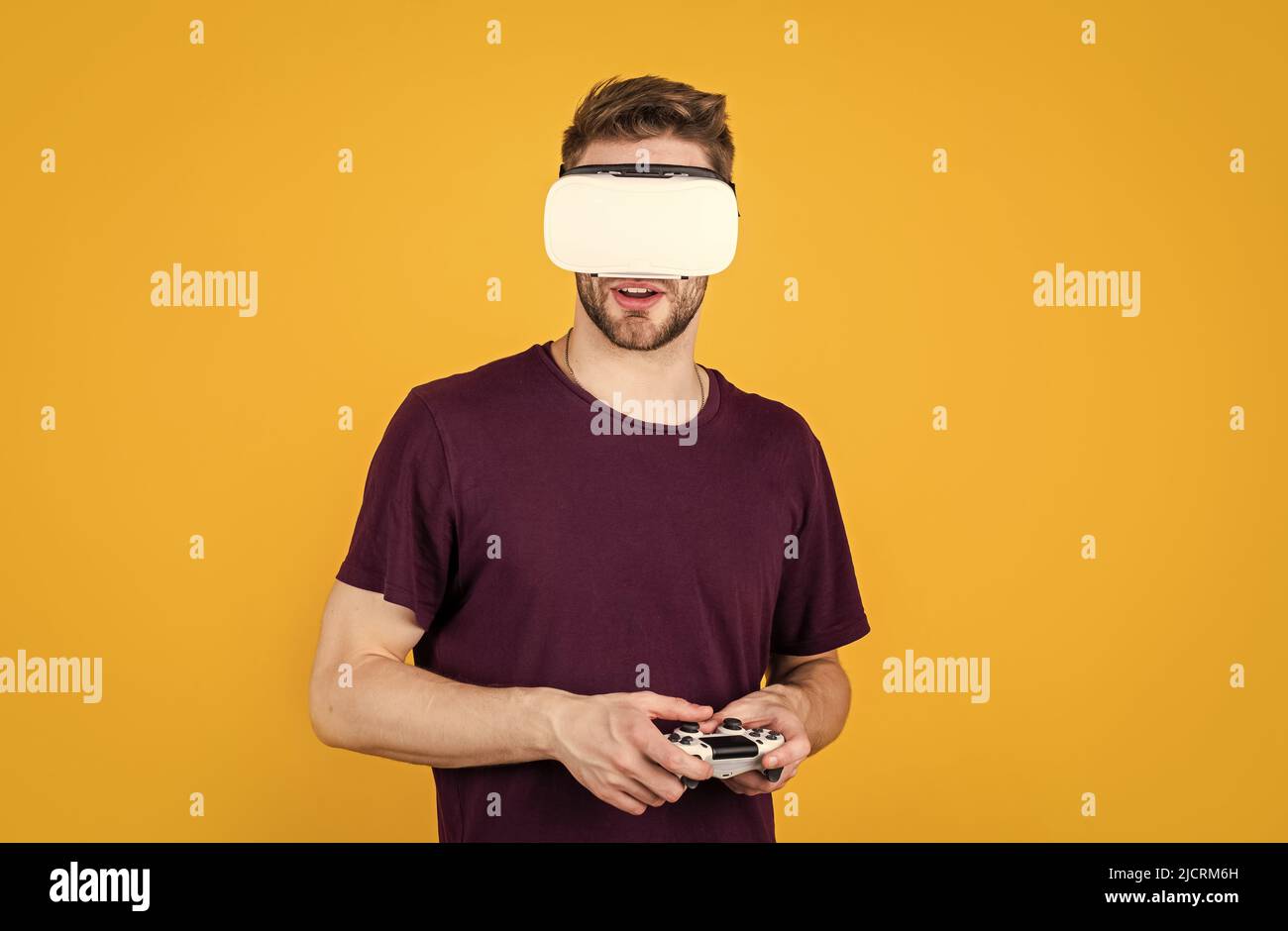 Modern technologies. digital future. playing virtual computer video ...