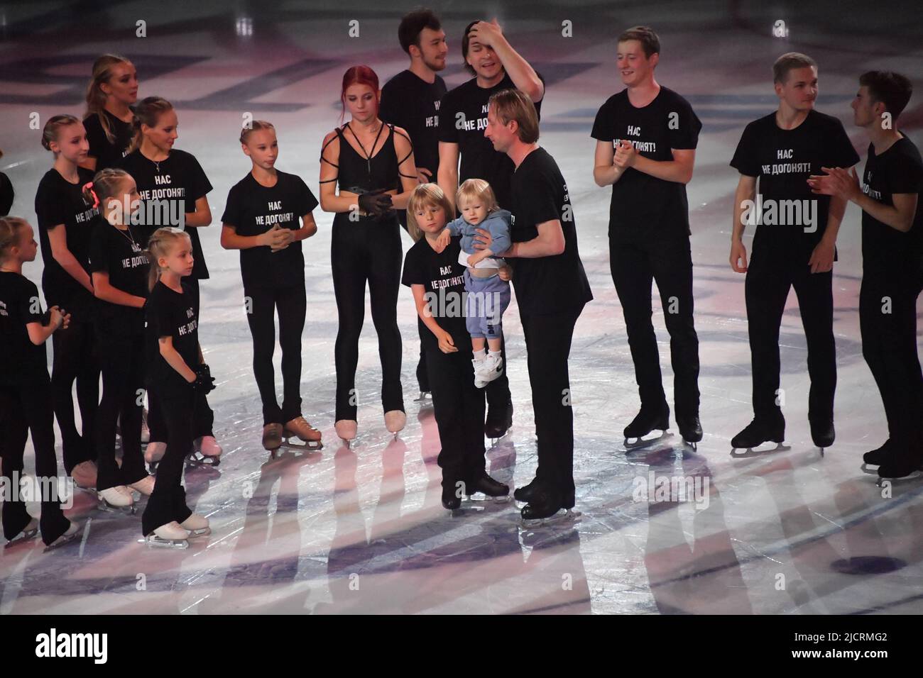 Moscow. The figure skater Evgeny Plushenko with sons Arseny and Sasha ...