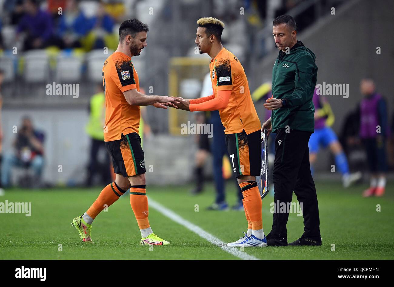 Republic of Ireland's Callum Robinson replaces Scott Hogan during the ...