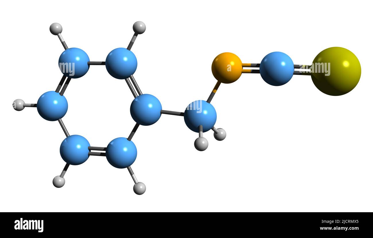 3D image of Benzyl isothiocyanate skeletal formula - molecular chemical ...