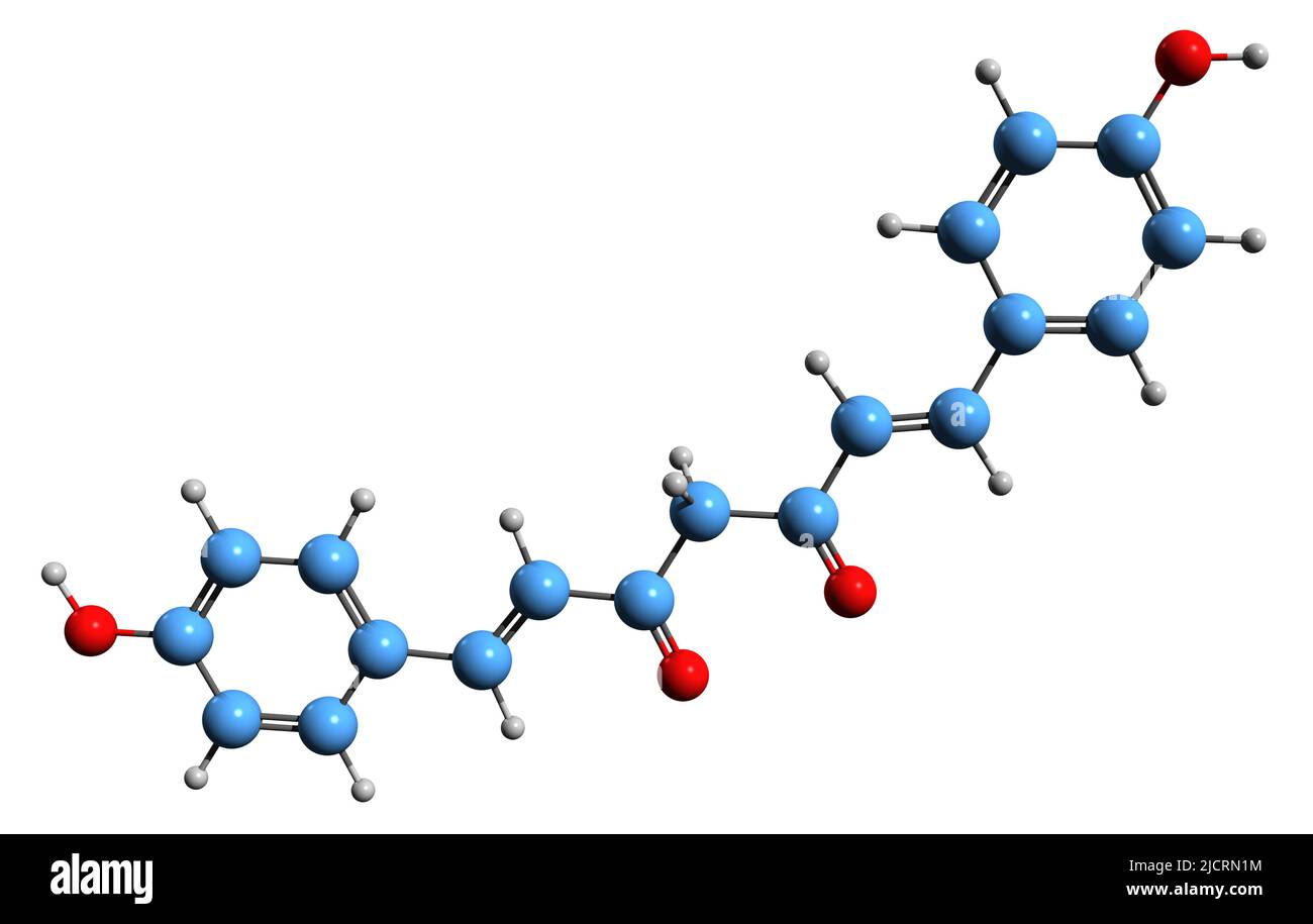 3D image of Bisdemethoxycurcumin skeletal formula - molecular chemical ...