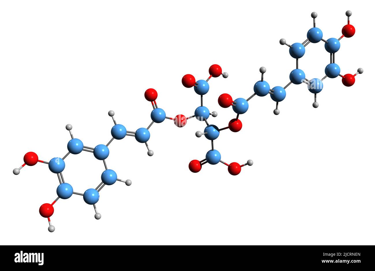 3D image of Chicoric acid skeletal formula - molecular chemical ...