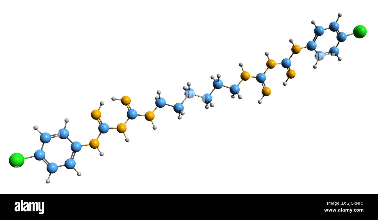 3D image of Chlorhexidine skeletal formula - molecular chemical ...