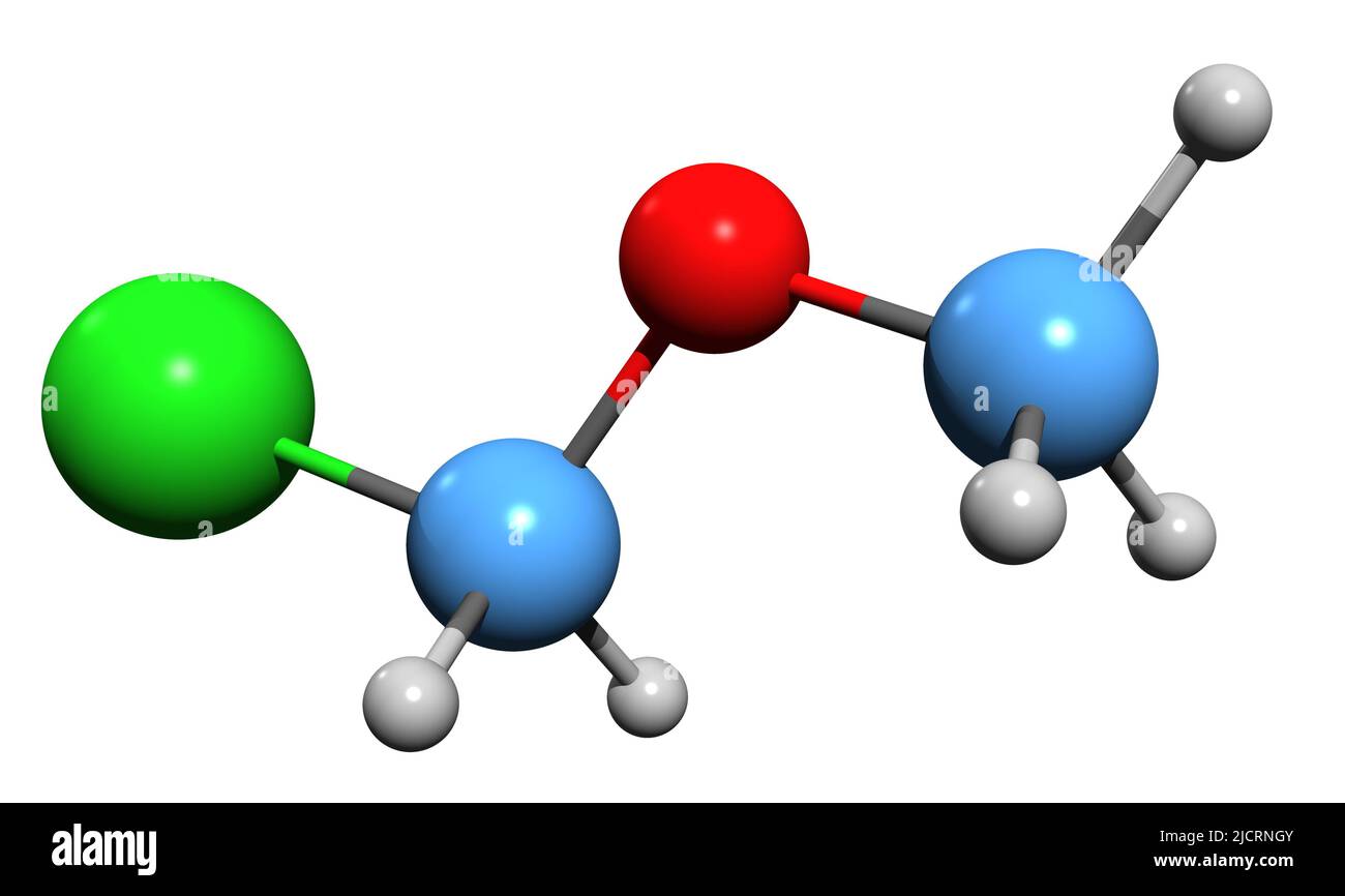 3D image of Chloromethyl methyl ether skeletal formula - molecular ...