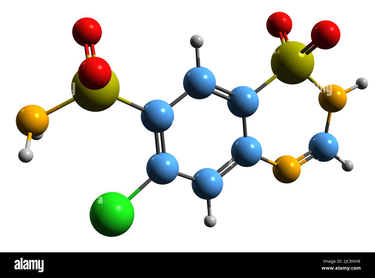 3D image of Chlorothiazide skeletal formula - molecular chemical ...