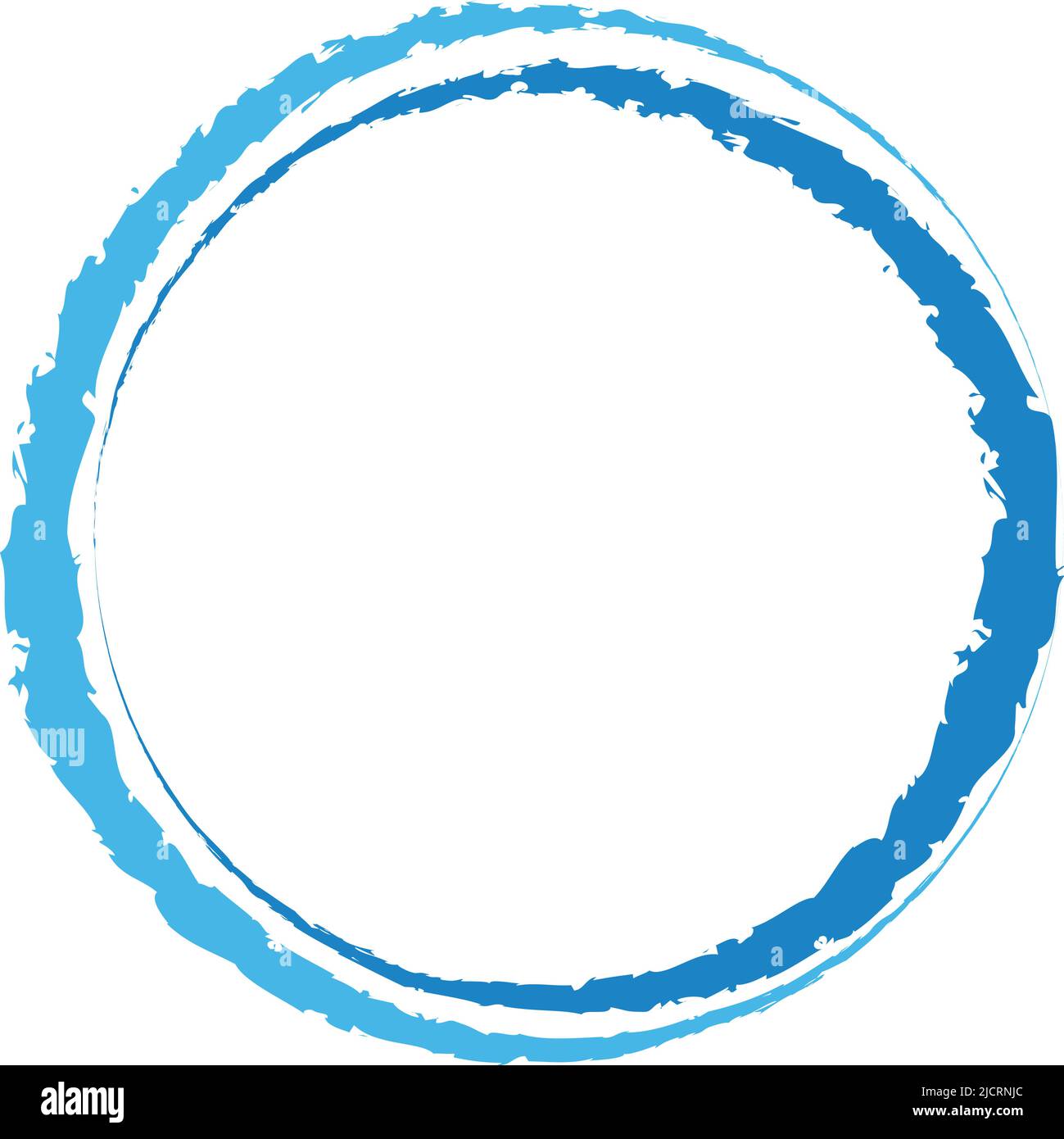 Double wall circle frame in serrated brush stroke shape and two blue ...