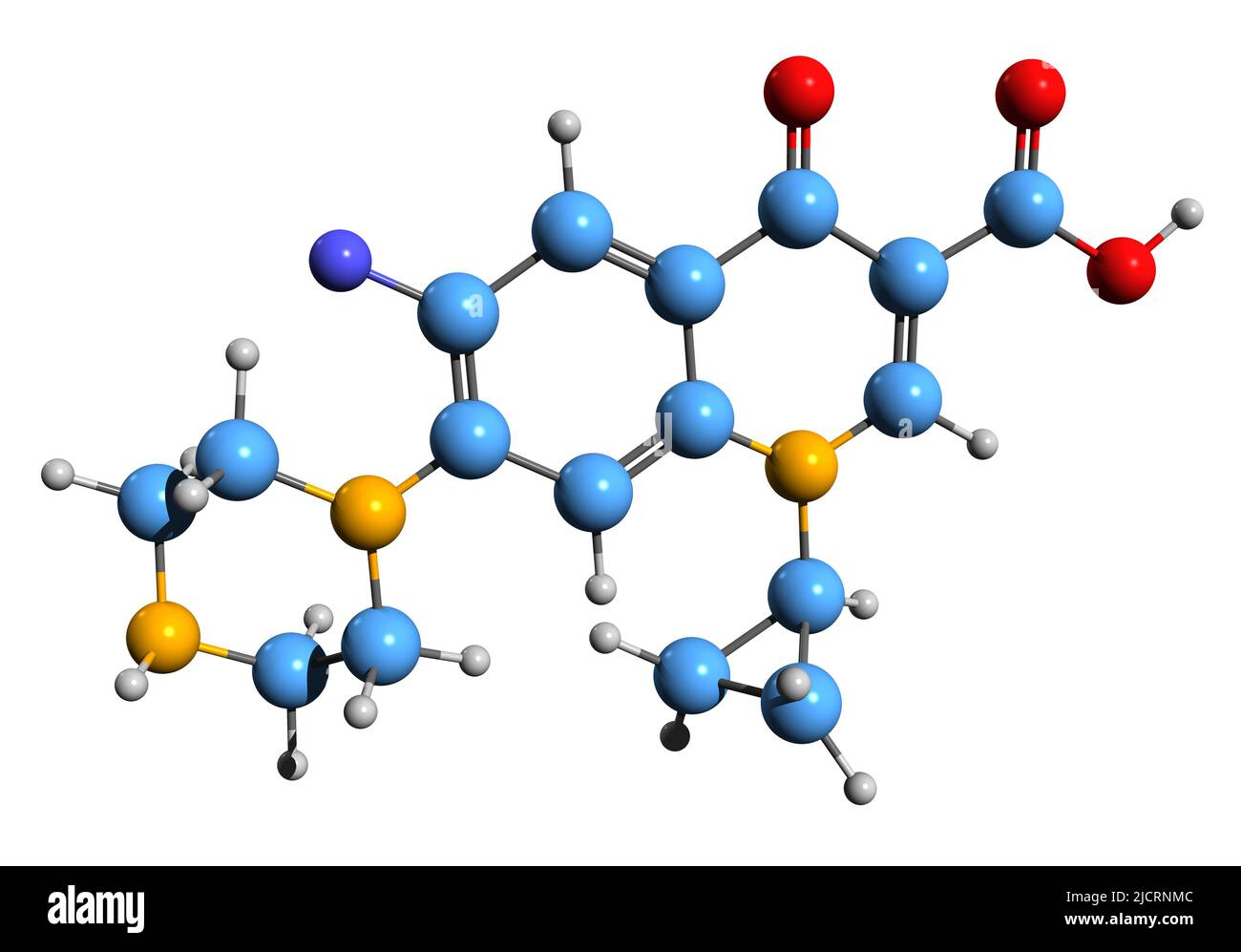3D image of Ciprofloxacin skeletal formula - molecular chemical ...
