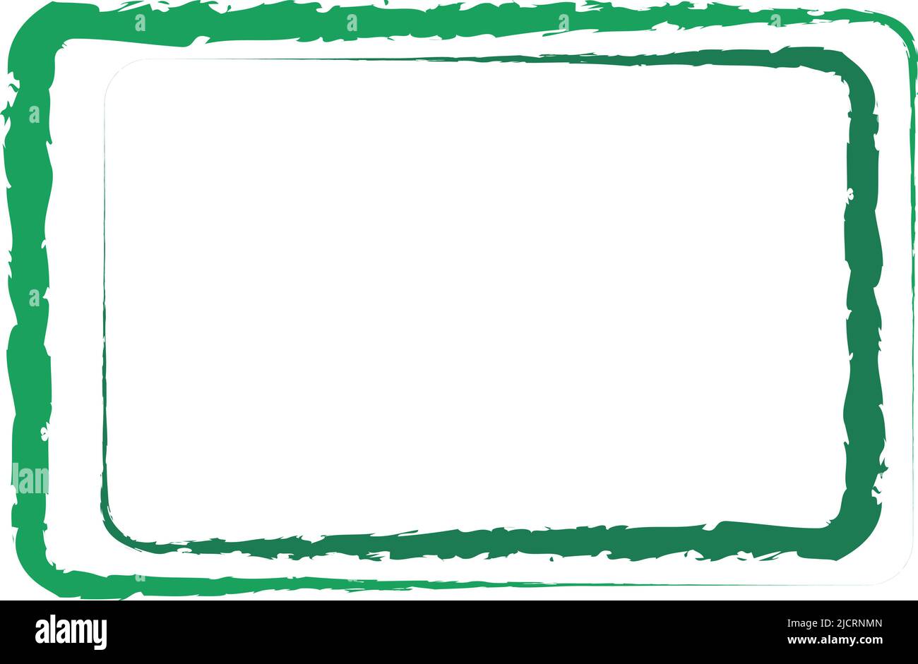 Double wall circle frame in serrated brush stroke shape and two green ...