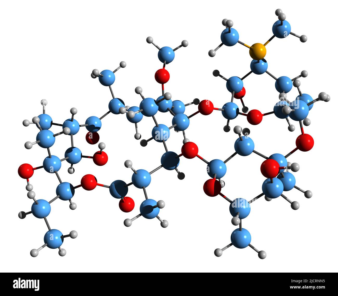 3D image of Clarithromycin skeletal formula - molecular chemical structure of antibiotic ...