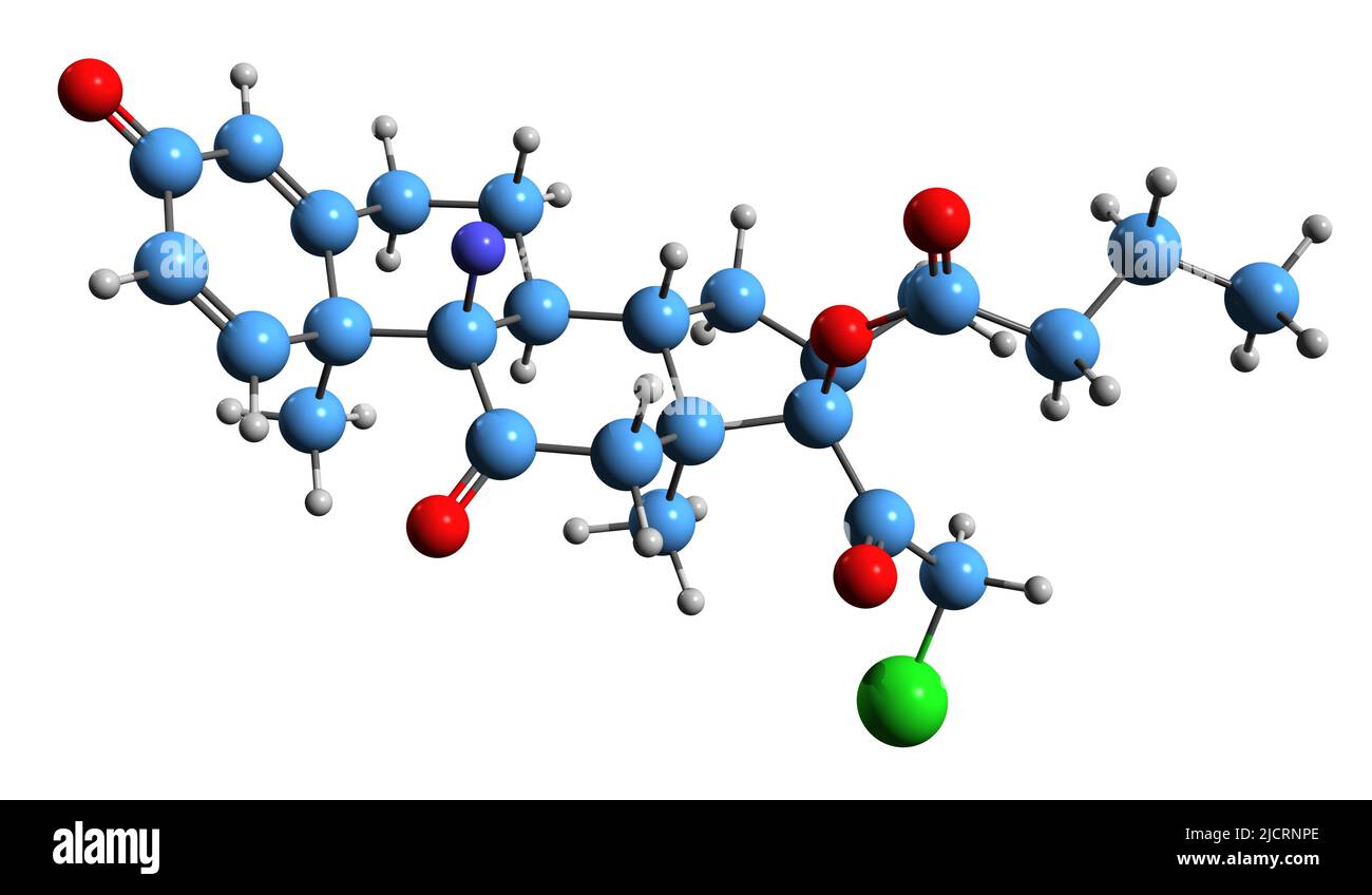 3D image of Clobetasone butyrate skeletal formula - molecular chemical ...