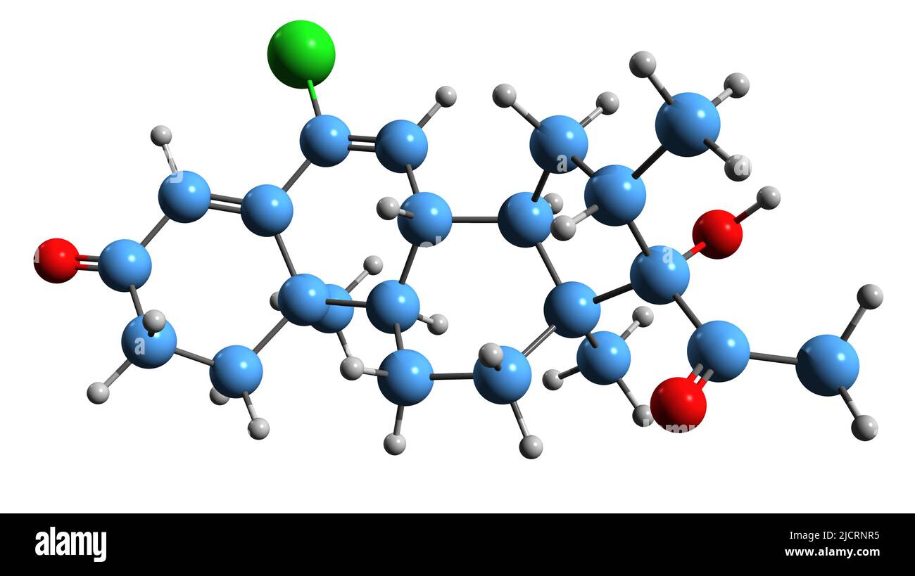 3D image of Clomegestone skeletal formula - molecular chemical ...