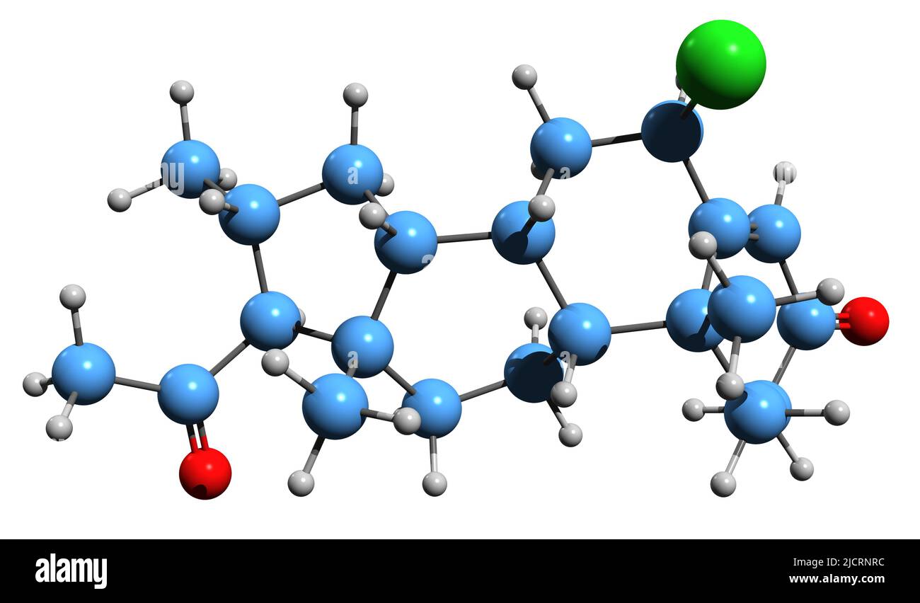 3D image of Clometerone skeletal formula - molecular chemical structure ...