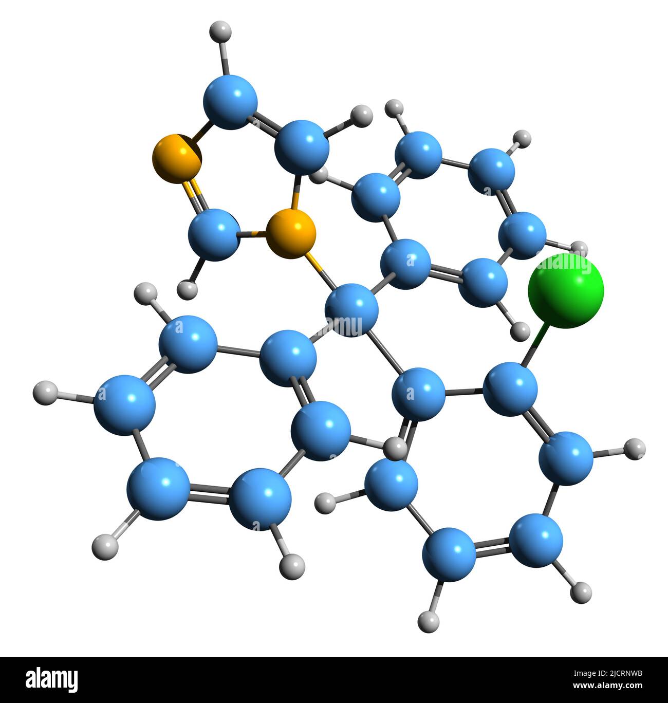 3D image of Clotrimazole skeletal formula - molecular chemical ...