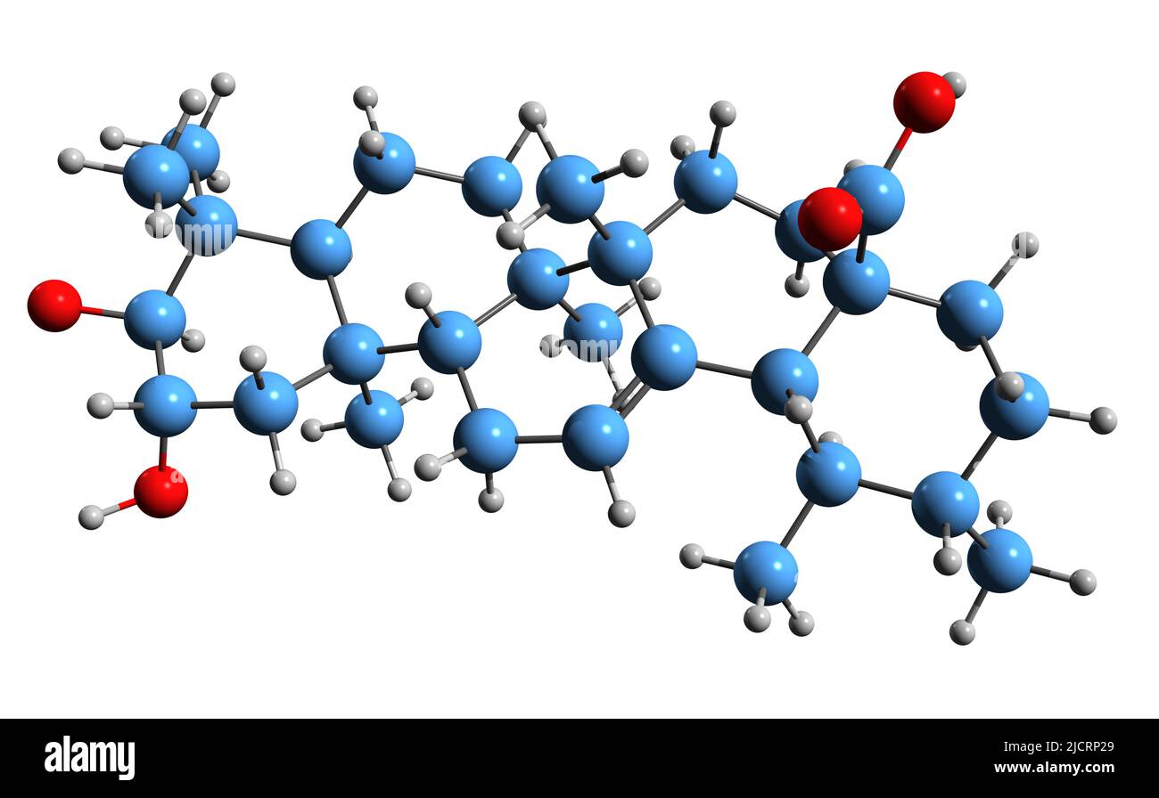 3D image of Corosolic acid skeletal formula - molecular chemical ...