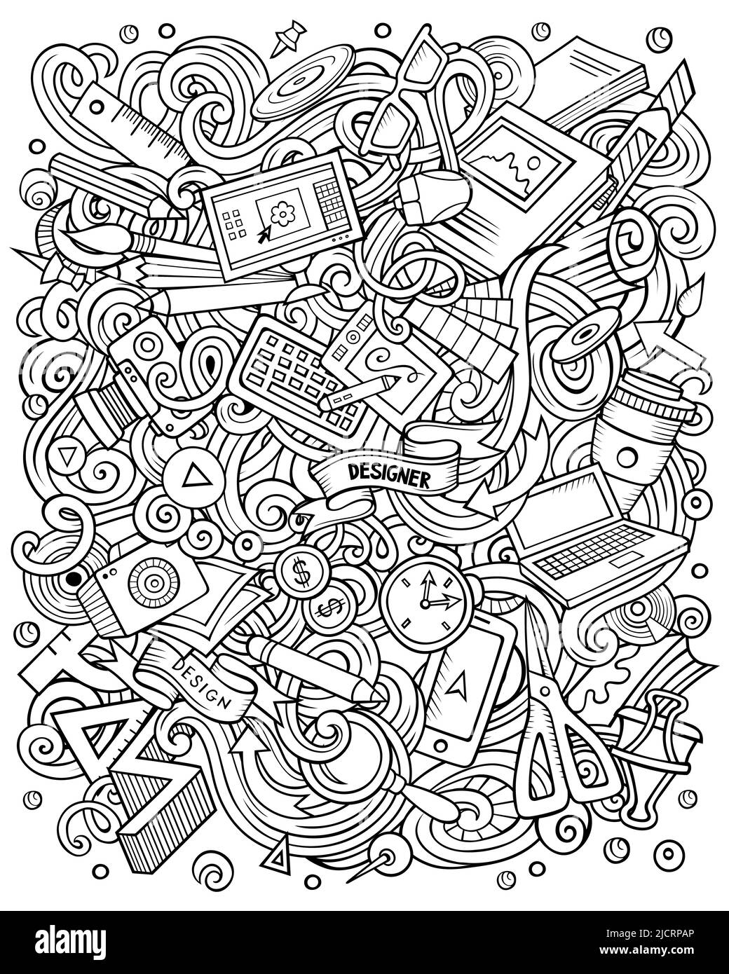 Cartoon raster doodles Art and Design illustration Stock Photo - Alamy