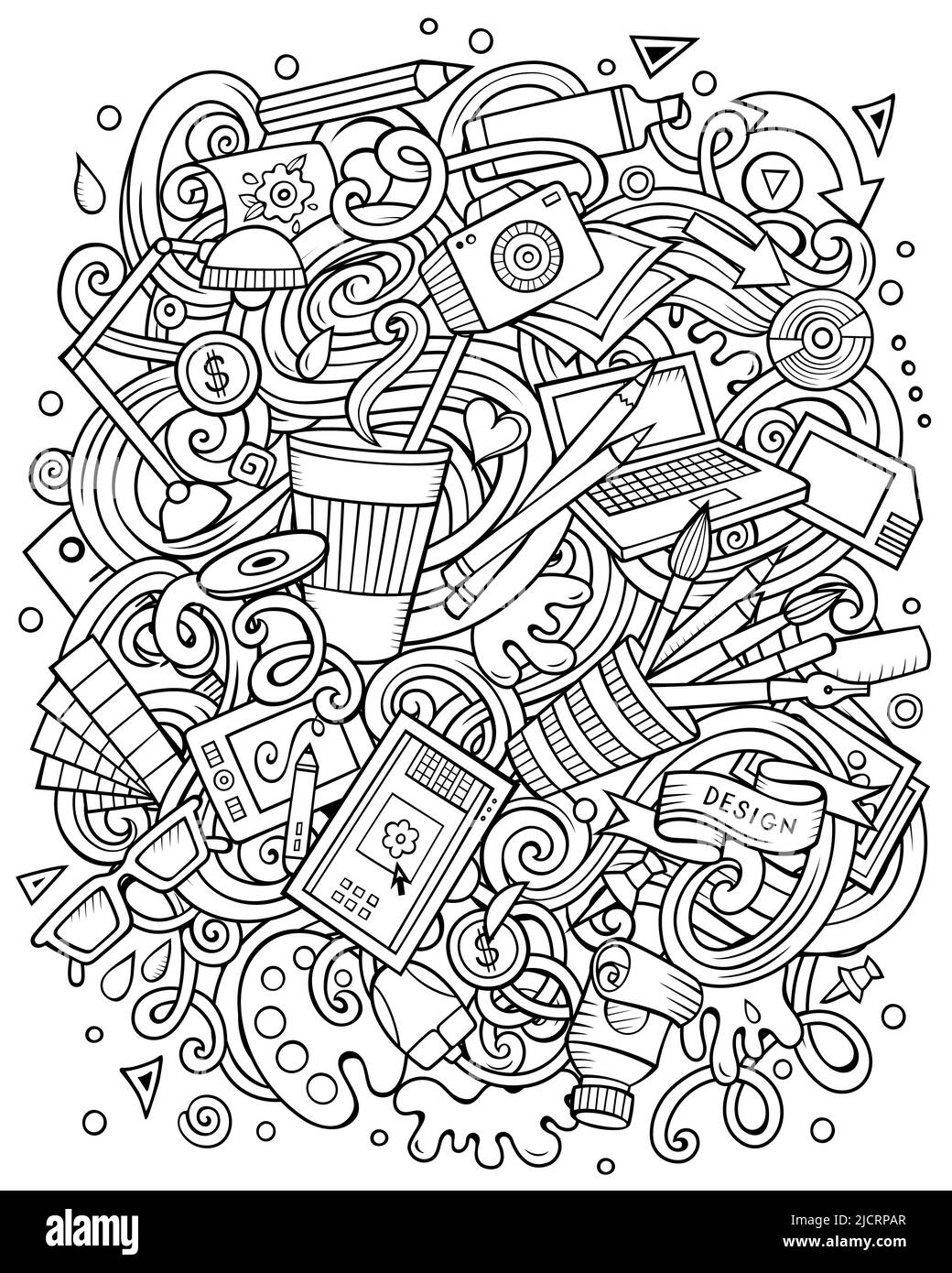 Cartoon raster doodles Art and Design illustration Stock Photo - Alamy