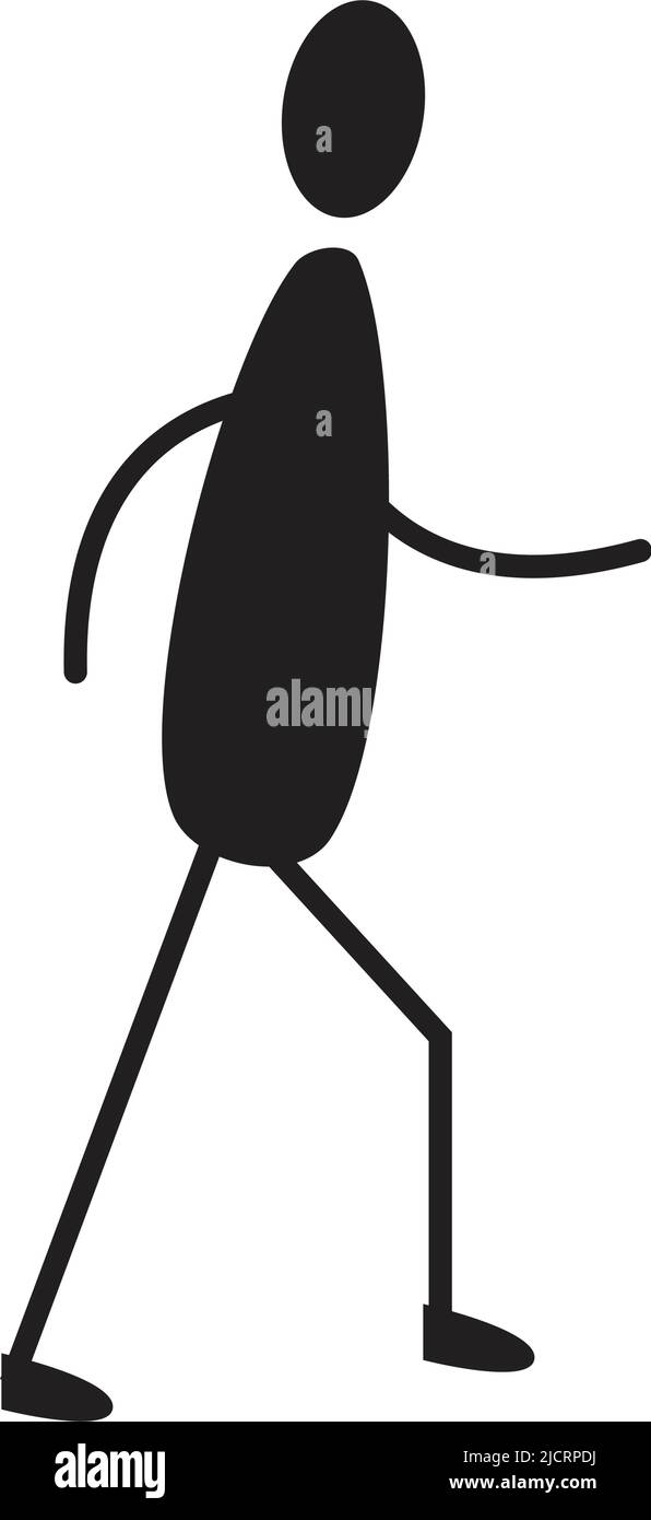 Stickman figure walking symbol person illustration in a glyph sketch ...