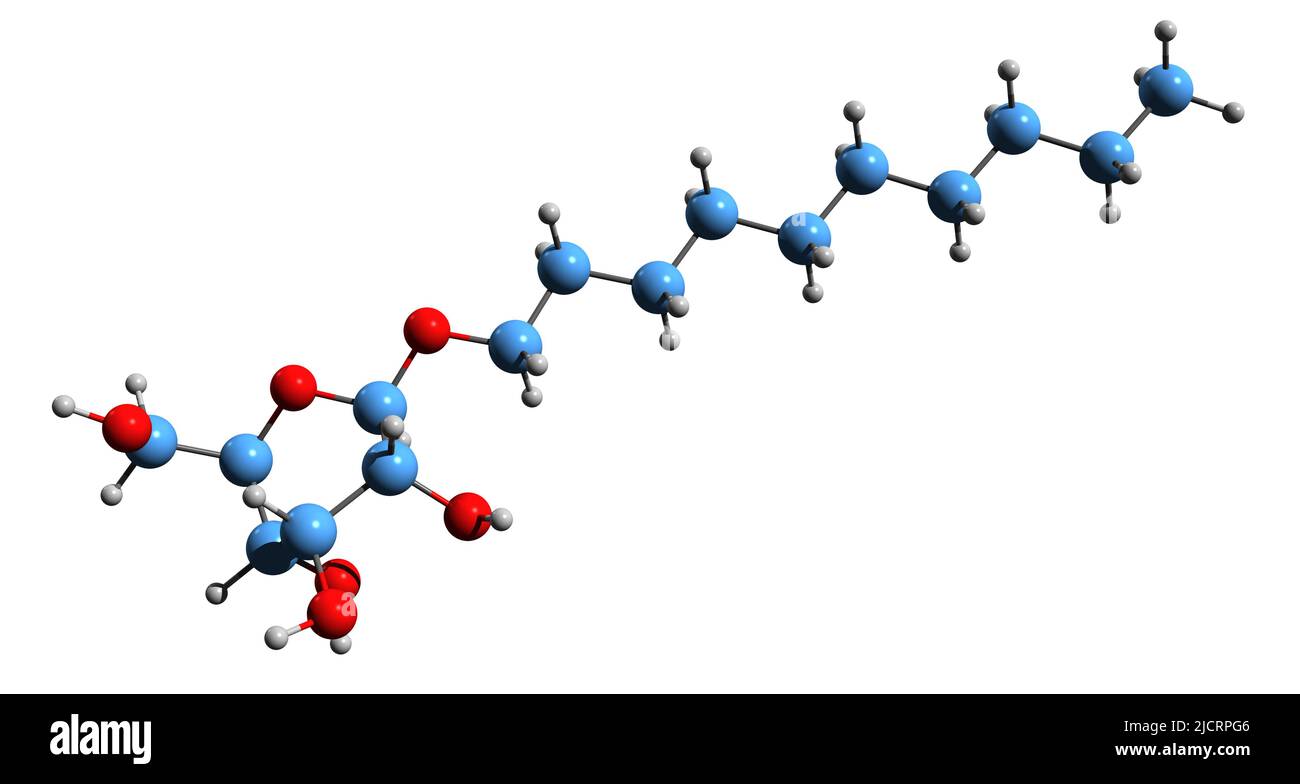 3D image of Decyl glucoside skeletal formula - molecular chemical ...