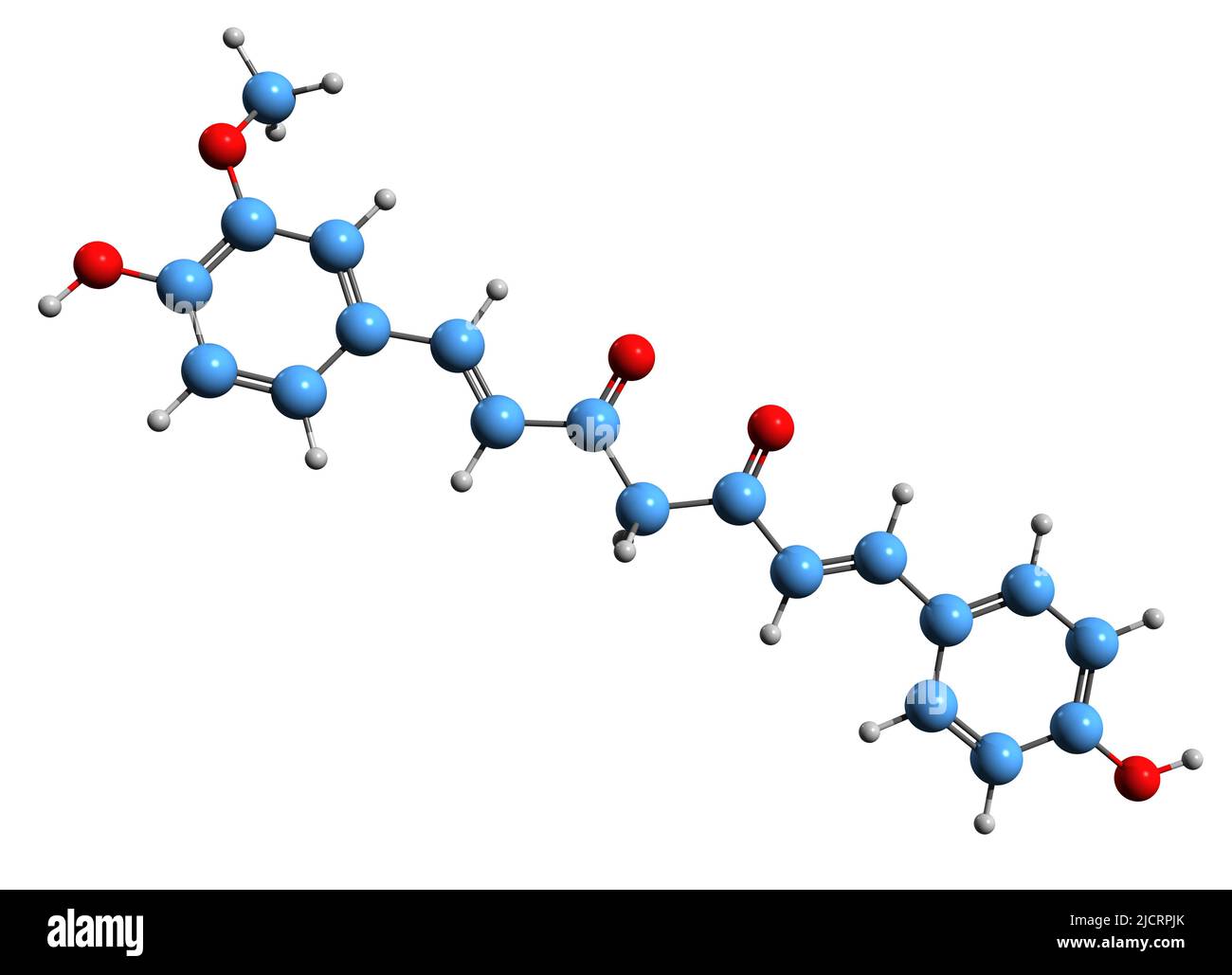 3D image of Desmethoxycurcumin skeletal formula - molecular chemical ...