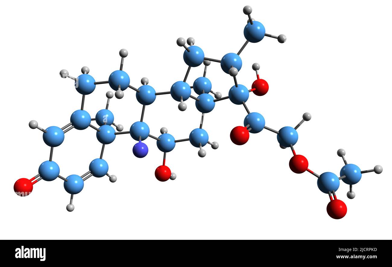 3D image of Dexamethasone acetate skeletal formula - molecular chemical ...