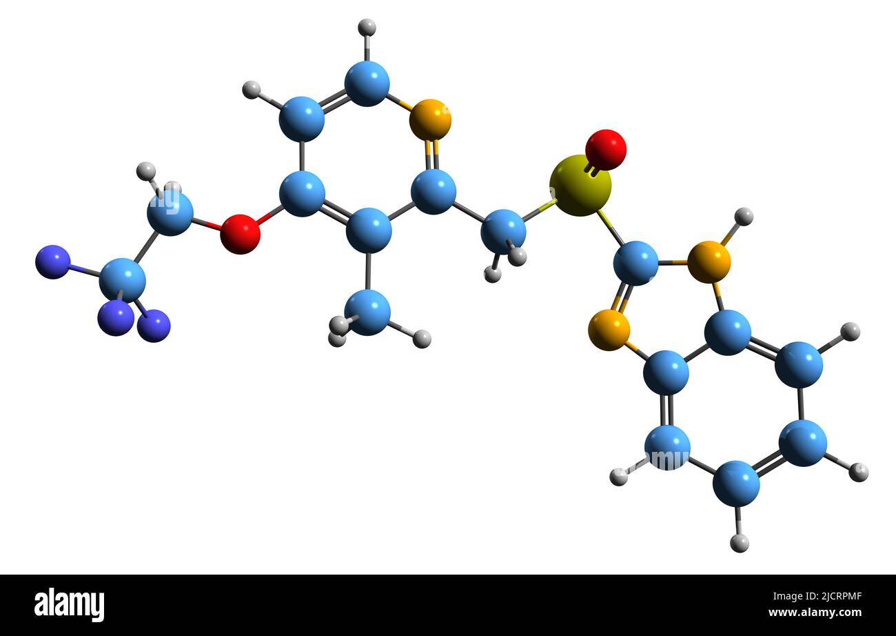 3D image of Dexlansoprazole skeletal formula - molecular chemical ...