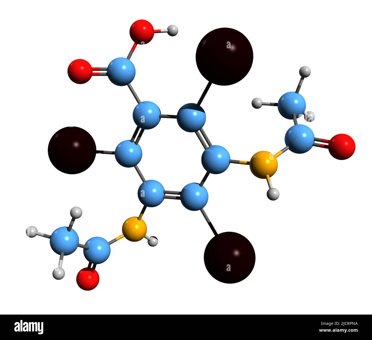 3D image of Diatrizoate skeletal formula - molecular chemical structure ...