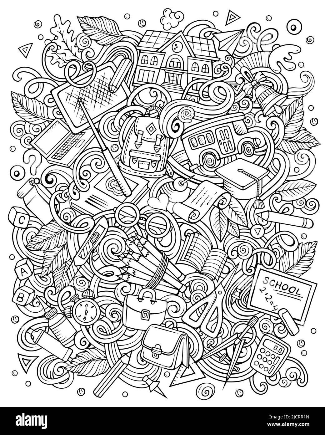 Cartoon raster doodles funny sketchy School illustration Stock Photo ...