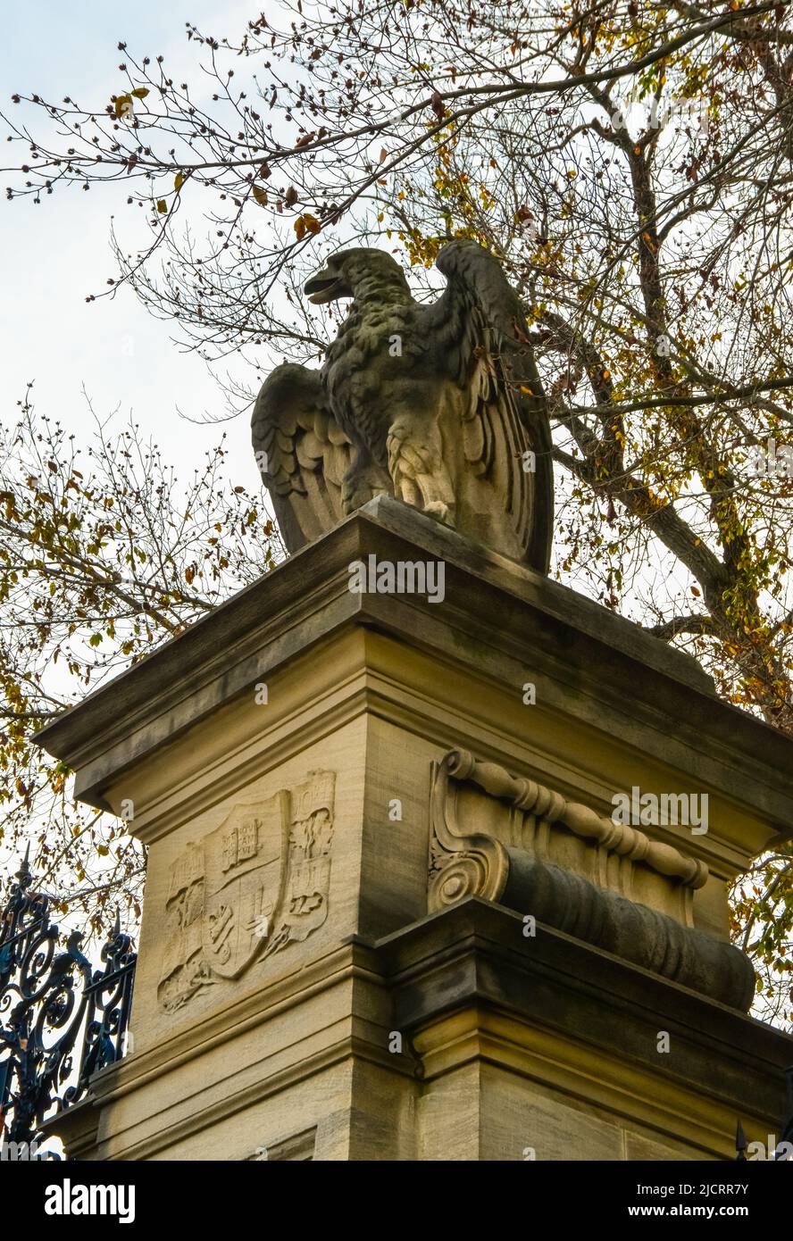 PRINCETON, NJ USA - NOVENBER 12, 2019: Stone column with eagle ...