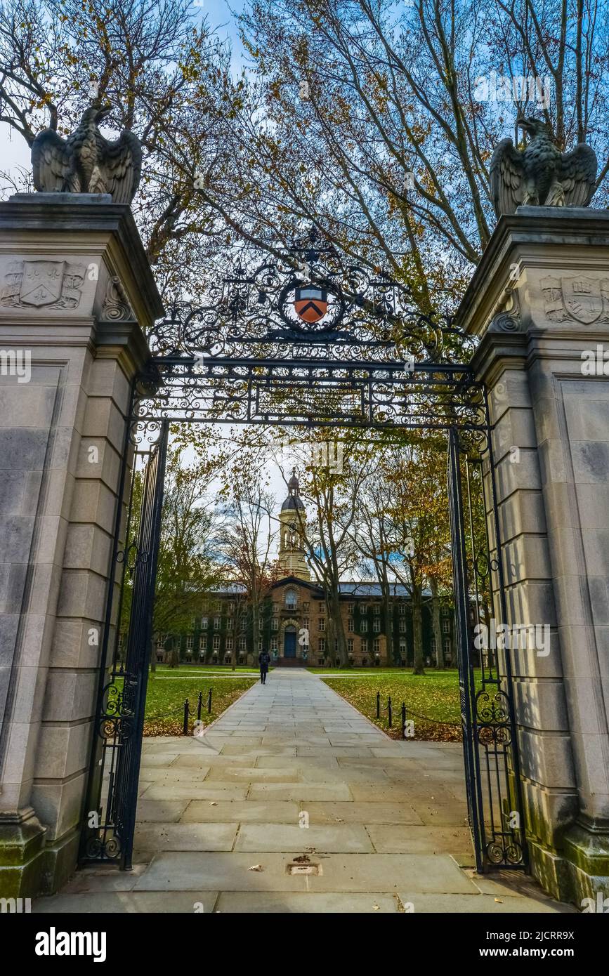 PRINCETON, NJ USA - NOVENBER 12, 2019: Stone column with eagle ...