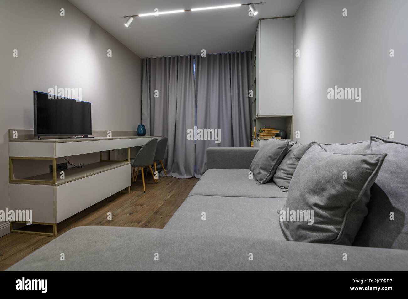 Grey luxury bedroom with elegant and modern details Stock Photo - Alamy