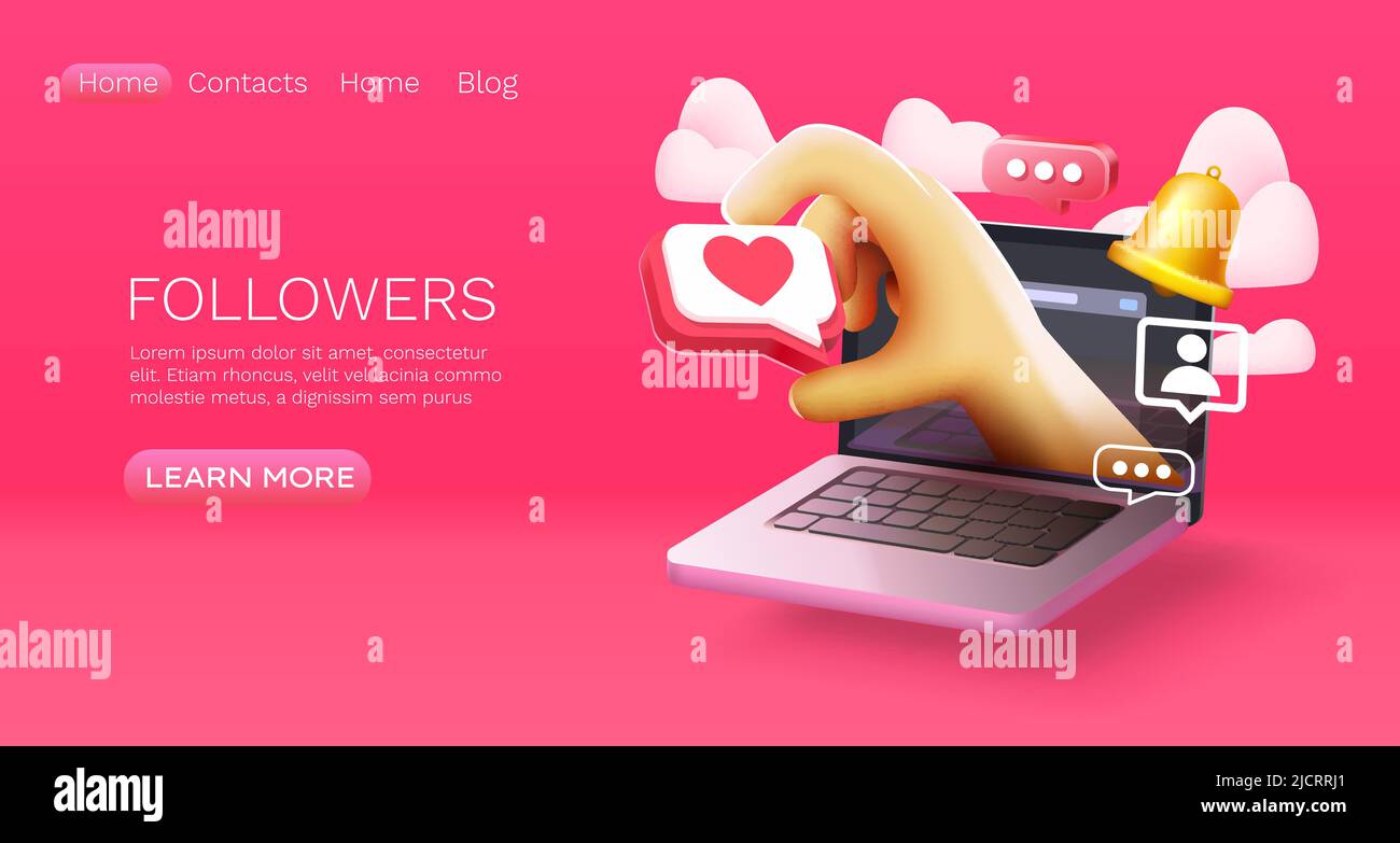Landing page laptop followers hi-res stock photography and images - Alamy