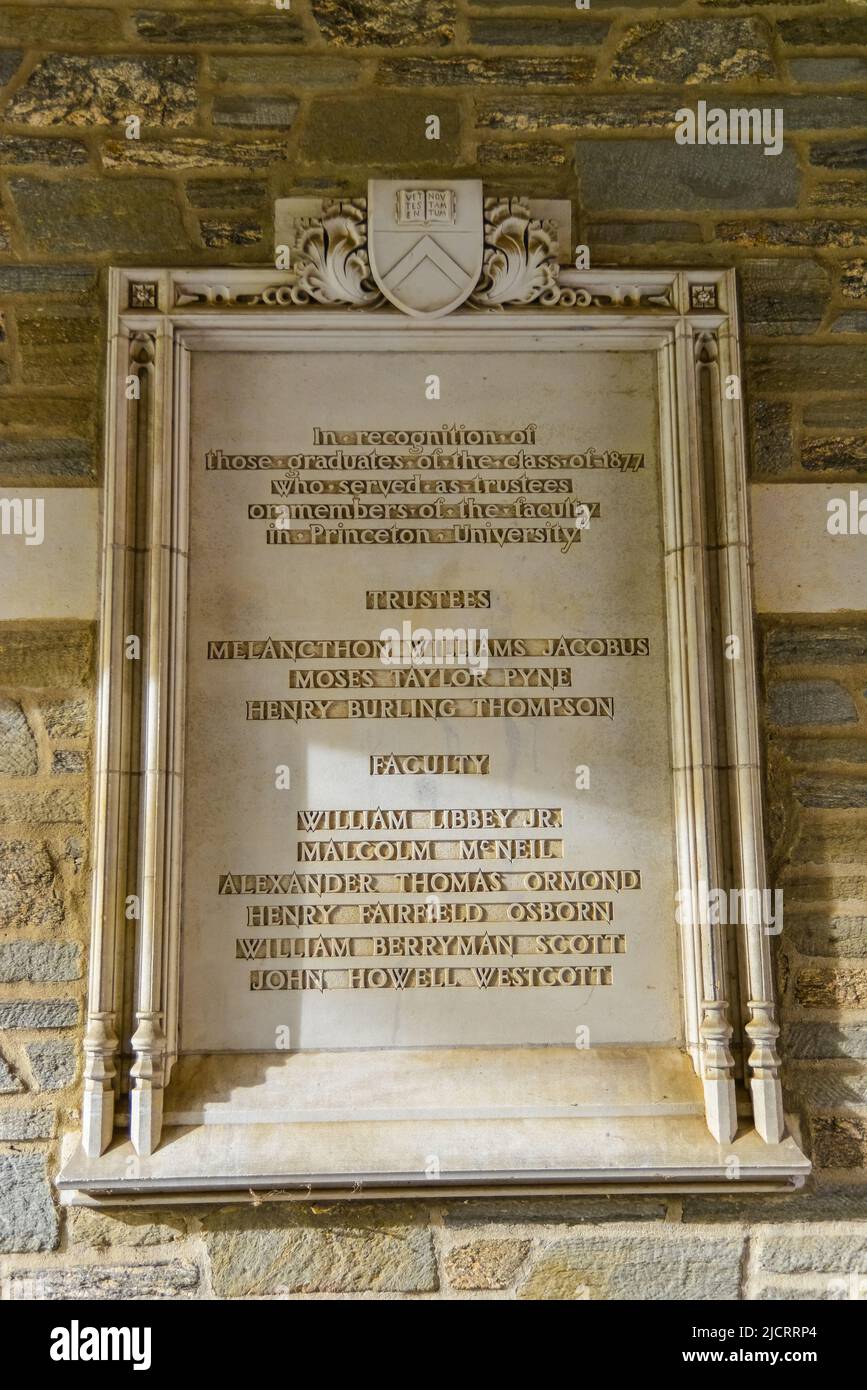 PRINCETON, NJ USA - NOVENBER 12, 2019: information label with the names ...