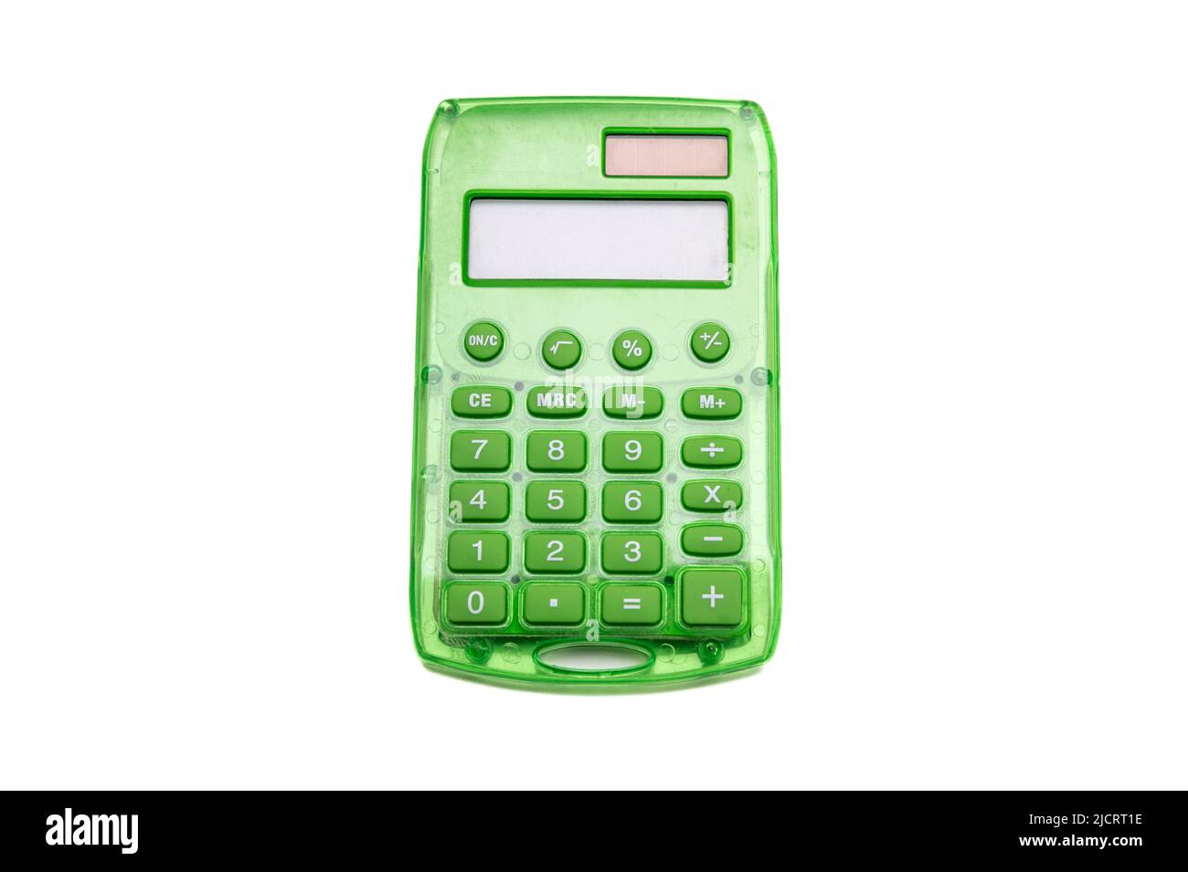 Calculator green color with blank display isolated cutout on white ...