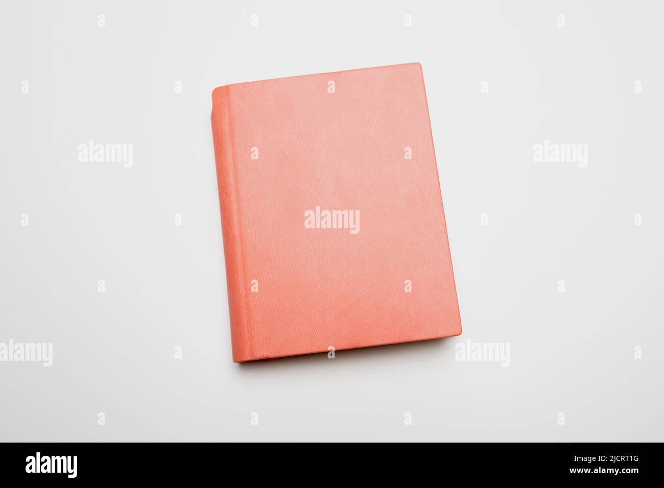 Book isolated on white background. Blank cover pink color leather ...