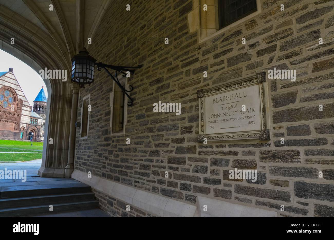 PRINCETON, NJ USA - NOVENBER 12, 2019: Blair Hall information plate on ...