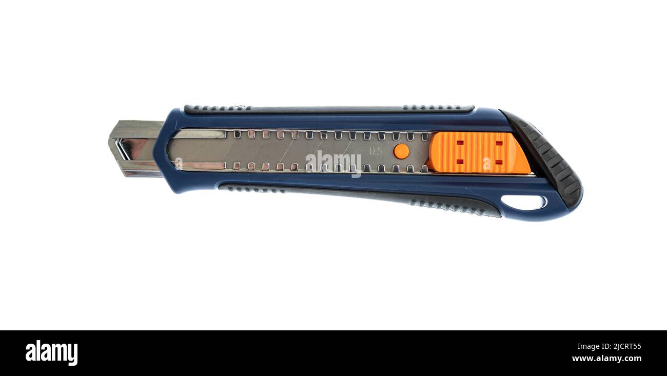 Paper cutter isolated cut out on white background. Black orange color ...