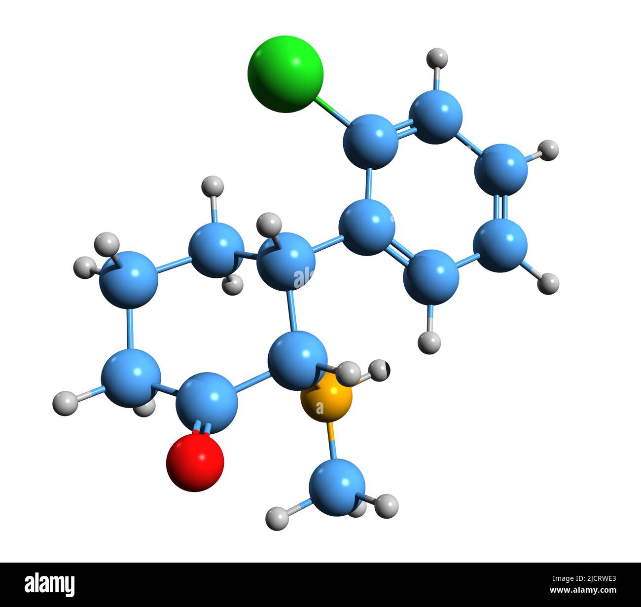 3D image of ketamine skeletal formula - molecular chemical structure of ...