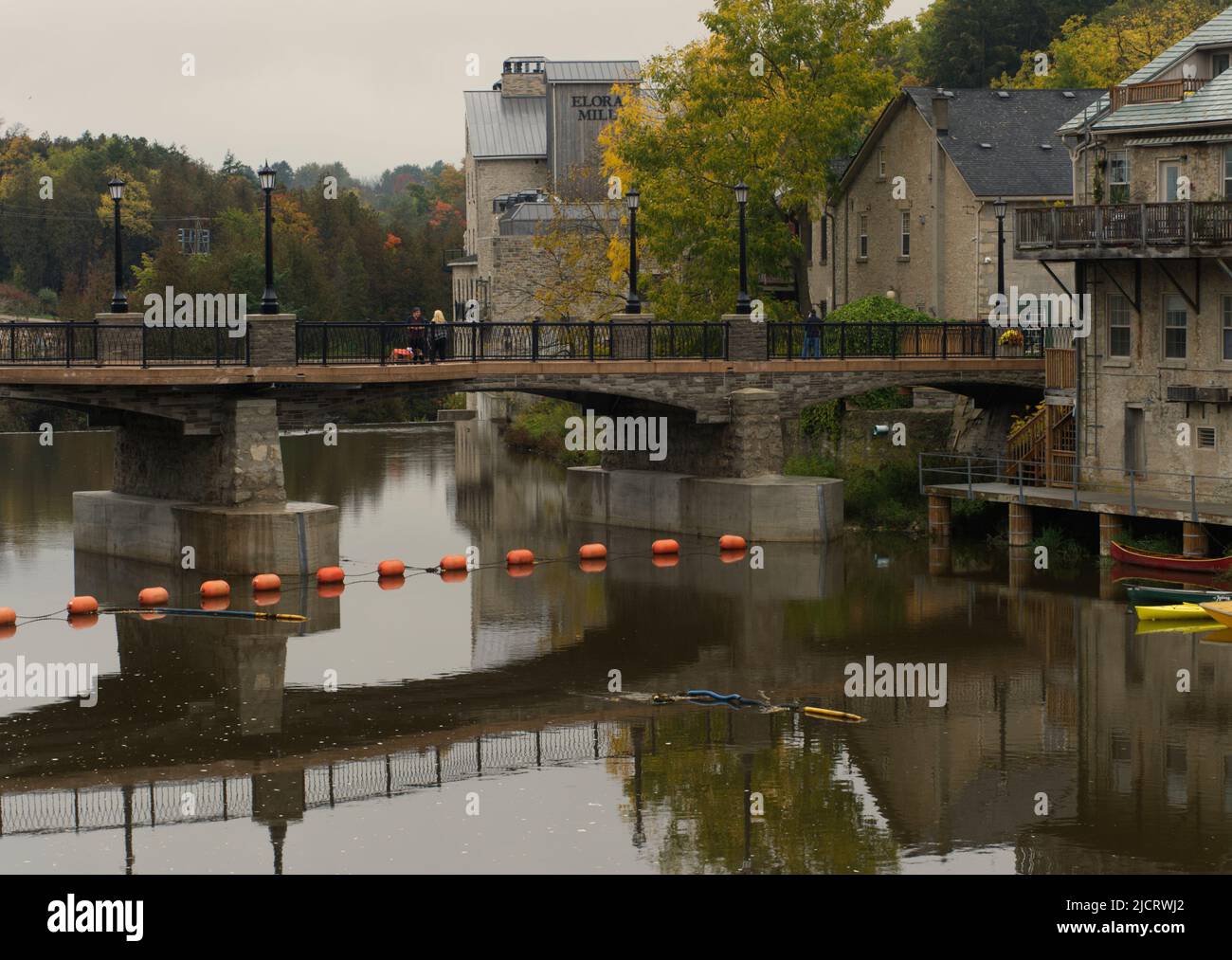 The town of Elora and the Elora Mill Hotel and Spa, with the Grand ...