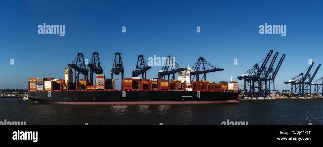 Harwich, England - 10 June, 2022: panorama view of a large container ...