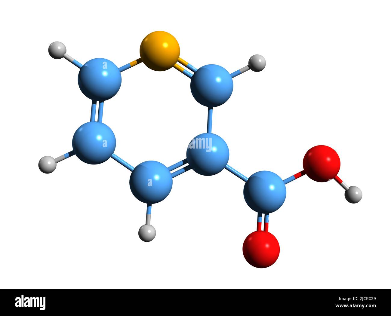 3D image of nicotinic acid skeletal formula - molecular chemical ...