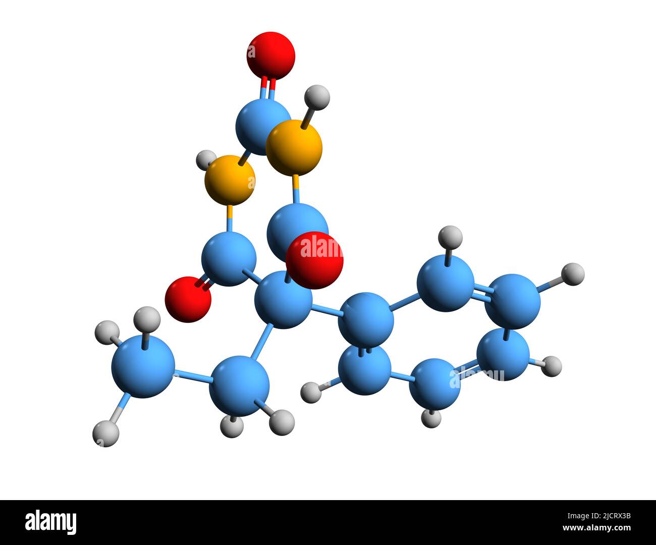 3D image of phenobarbital skeletal formula - molecular chemical ...