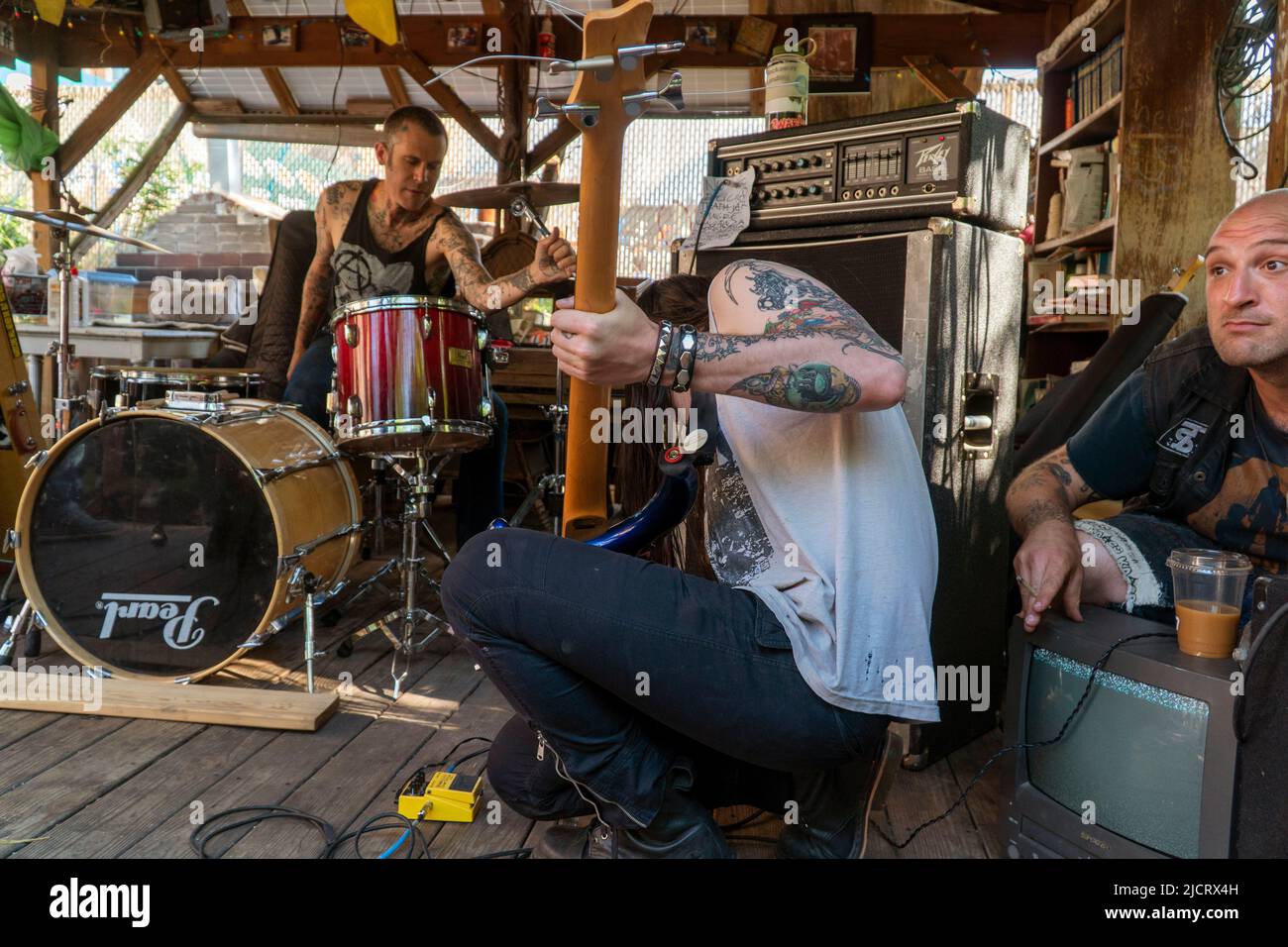 New York, NY, USA. 29th May, 2022. Punk rock band Abism takes over an ...